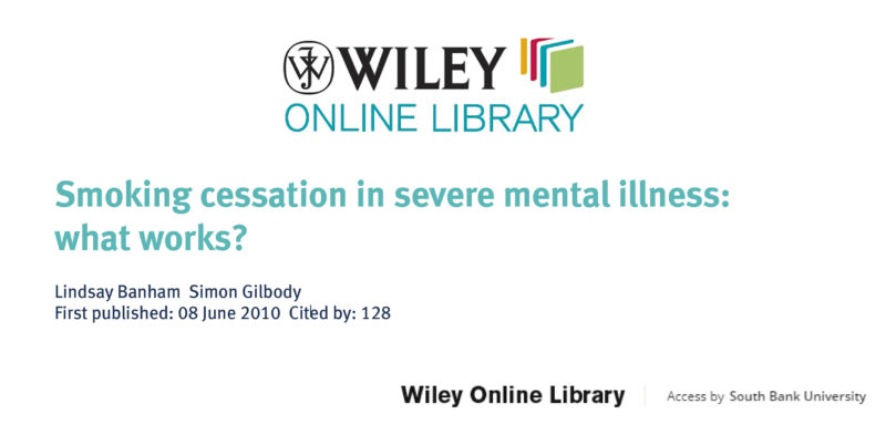 Smoking cessation in severe mental illness: what works? | Equally Well